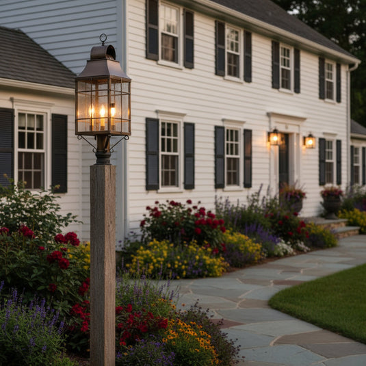 Colonial Outdoor Post Lights - Copper and Brass Primitive Lighting ...
