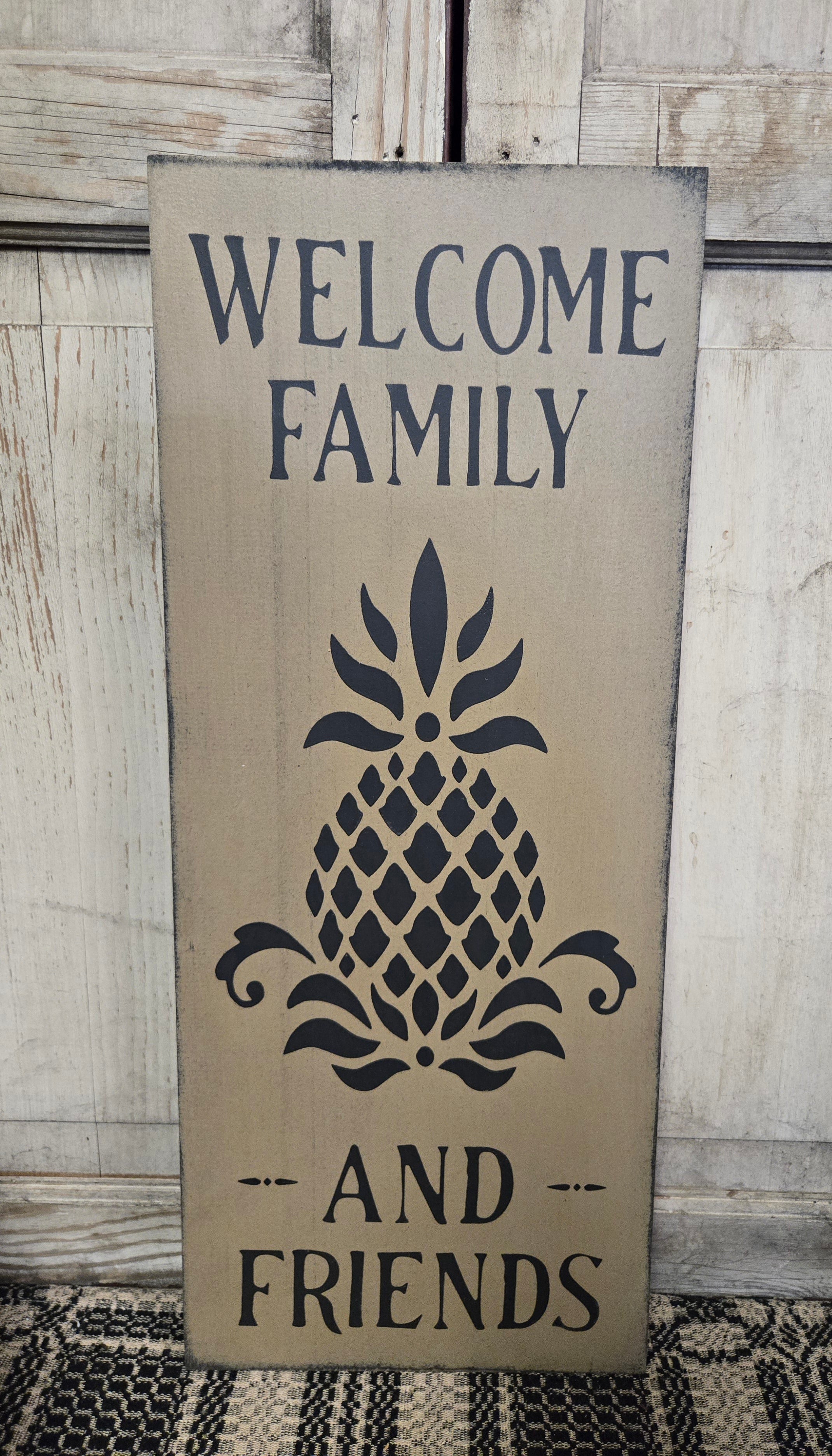 Welcome Family and Friends Wood Sign - Mustard – The Tin Bin