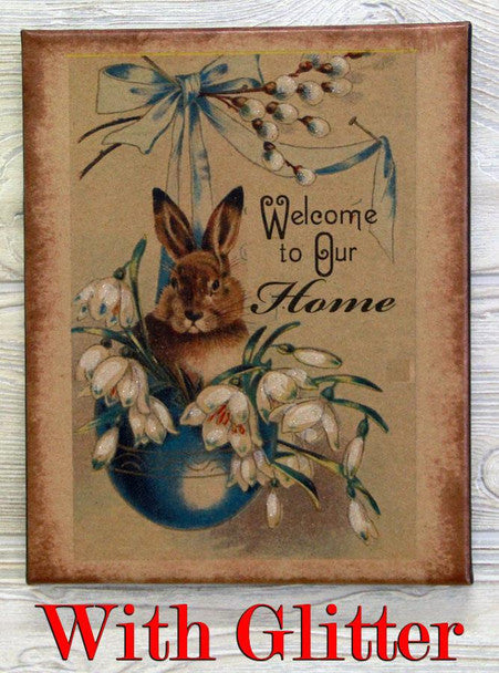 8X10 Welcome To Our Home Rabbit Canvas Print – The Tin Bin