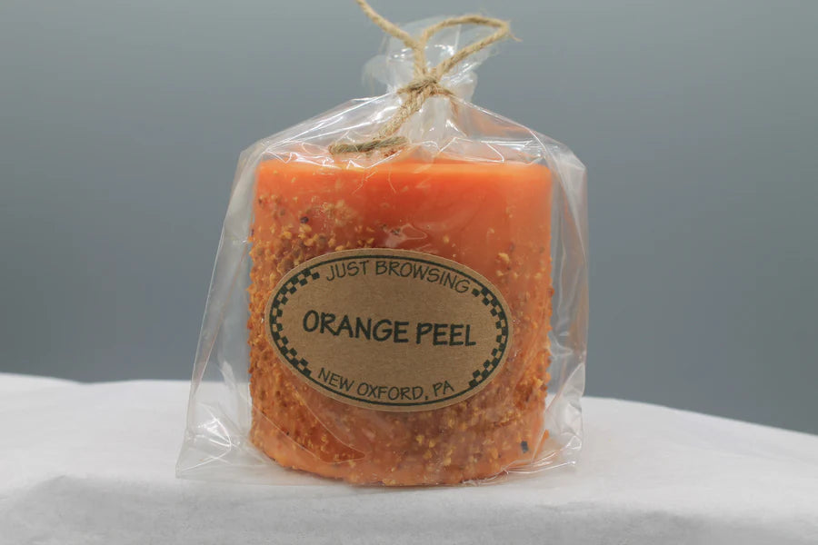 Orange Peel Pillar Candle 3 x 3 – The Tin Bin