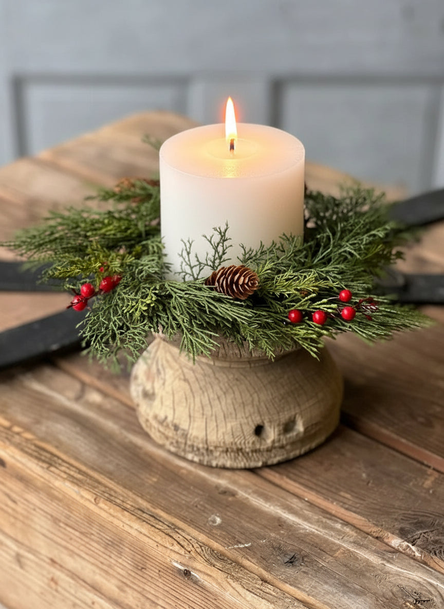 Alpine with Berries Candle Ring | 10" – The Tin Bin