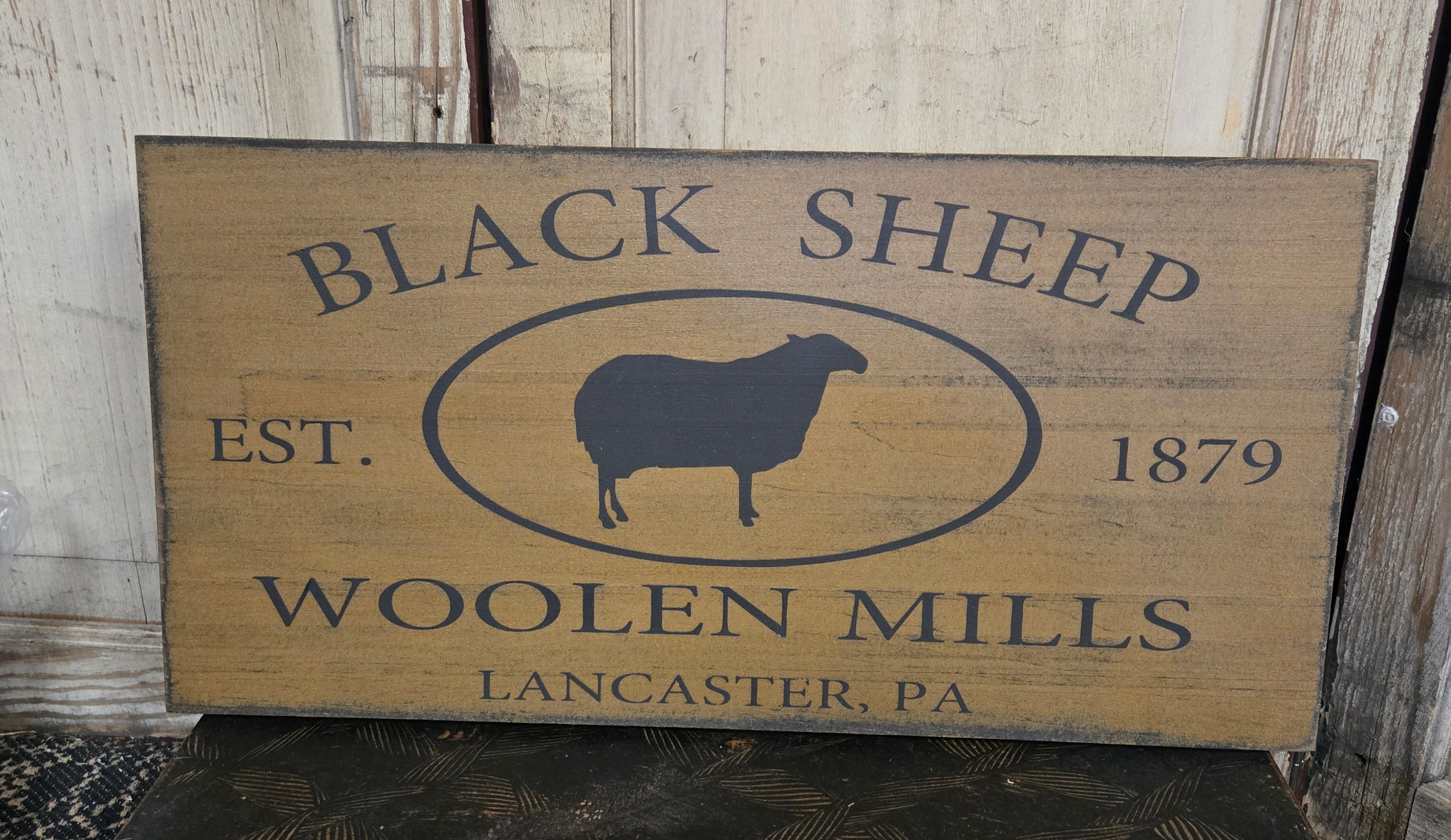 Black Sheep Woolen Mills Primitive Wood Sign – The Tin Bin
