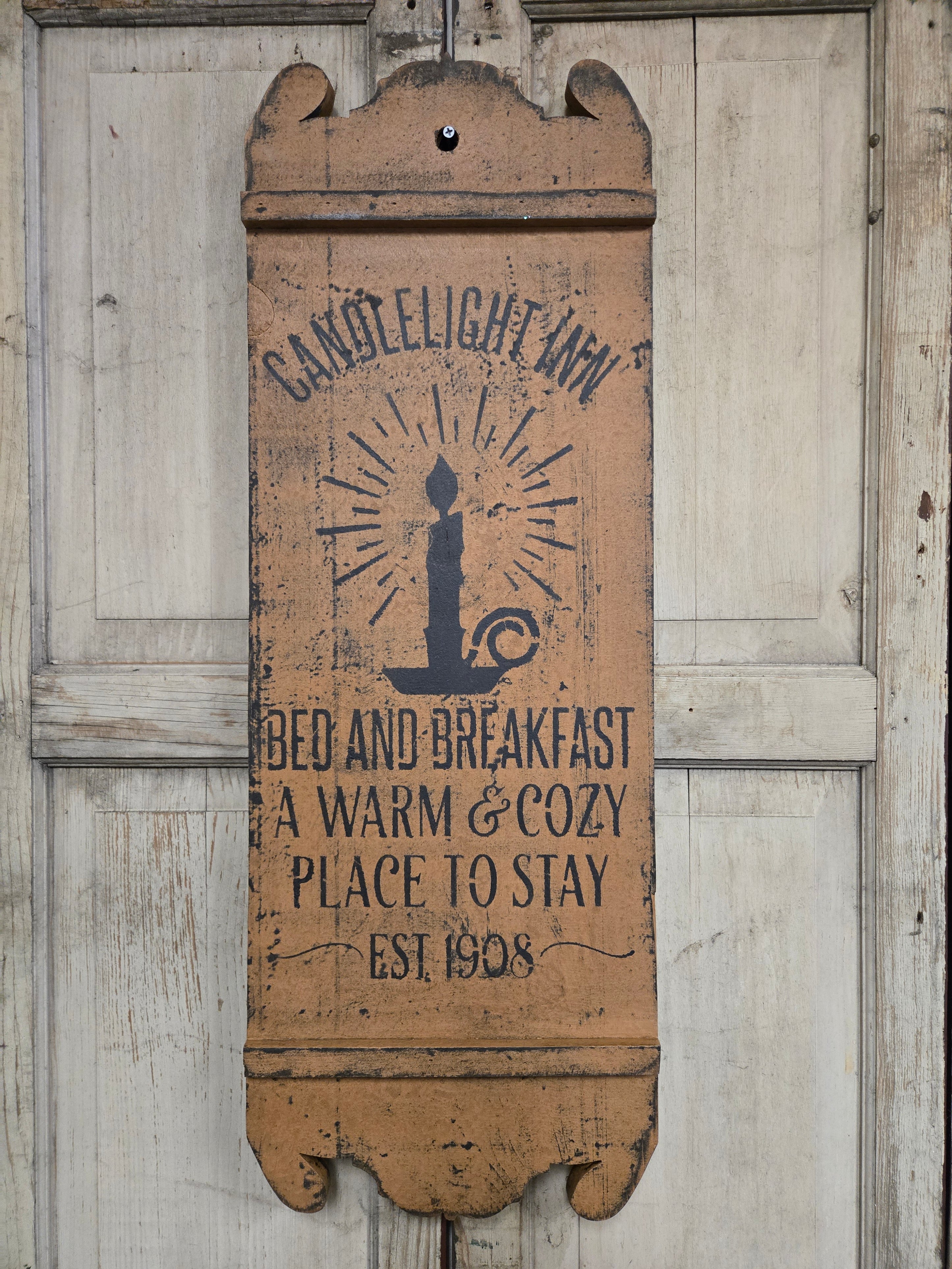Candlelight Inn Bed and Breakfast Primitive Wood Sign – The Tin Bin