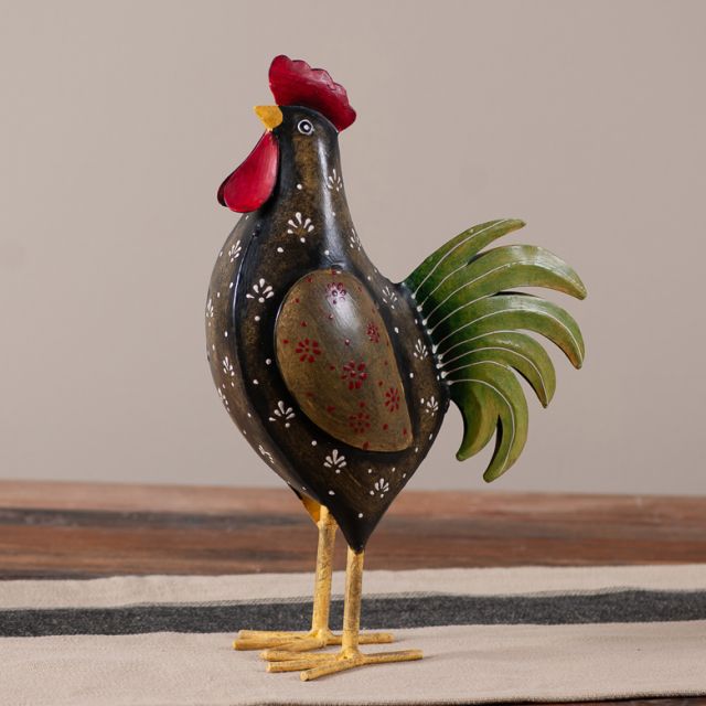 Fancy Hand Painted Iron Rooster – The Tin Bin