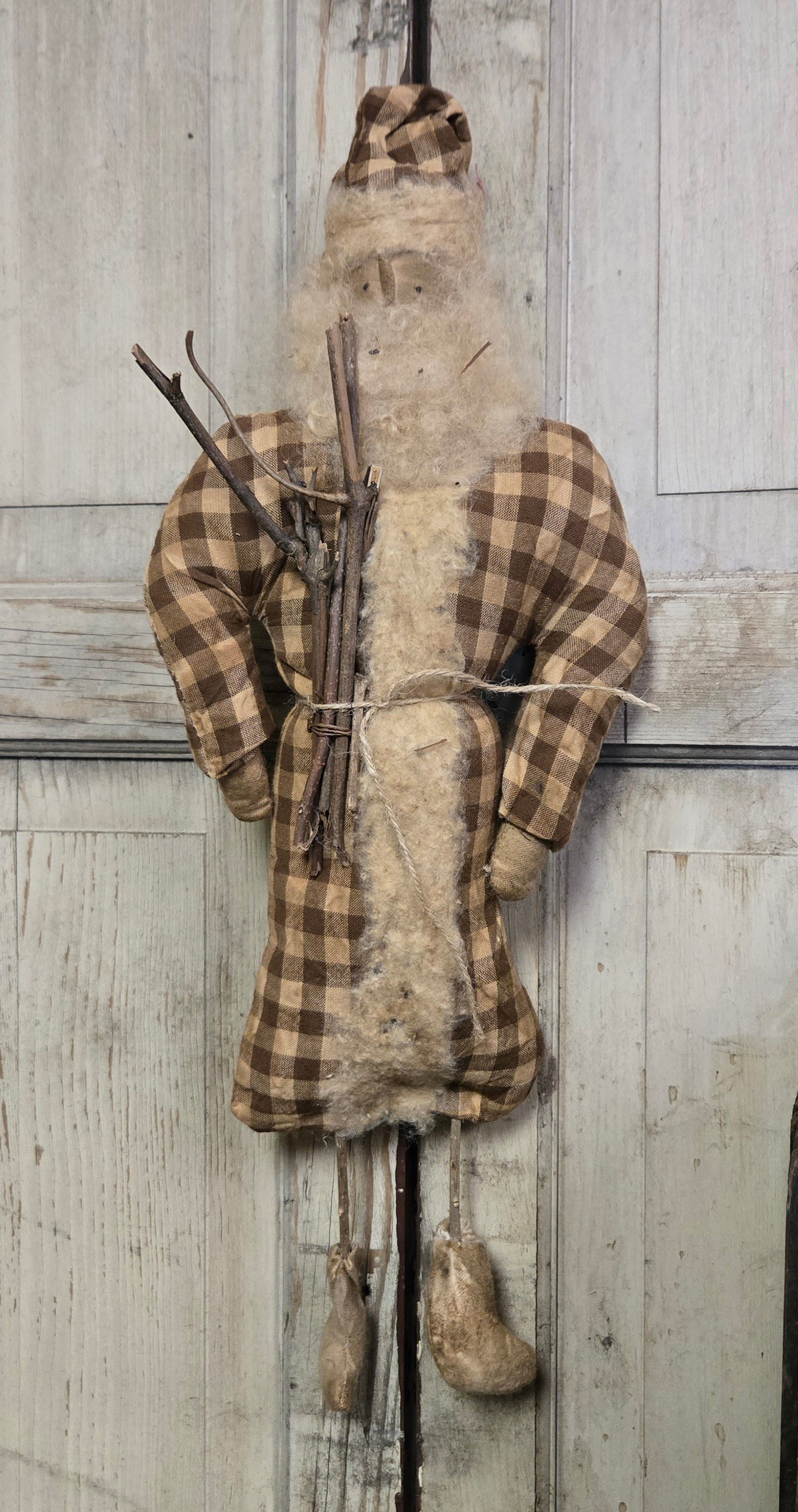 Santa with Sticks in Checked Outfit – The Tin Bin