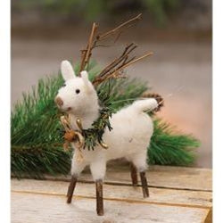 Small Felted White Standing Reindeer Ornament – The Tin Bin